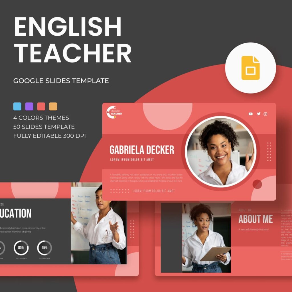 English Teacher Google Slides Theme – MasterBundles