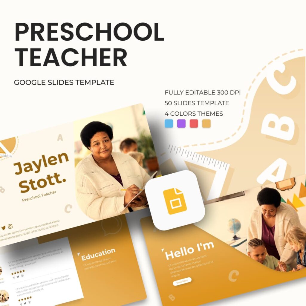 Preschool Teacher Google Slides Theme – MasterBundles