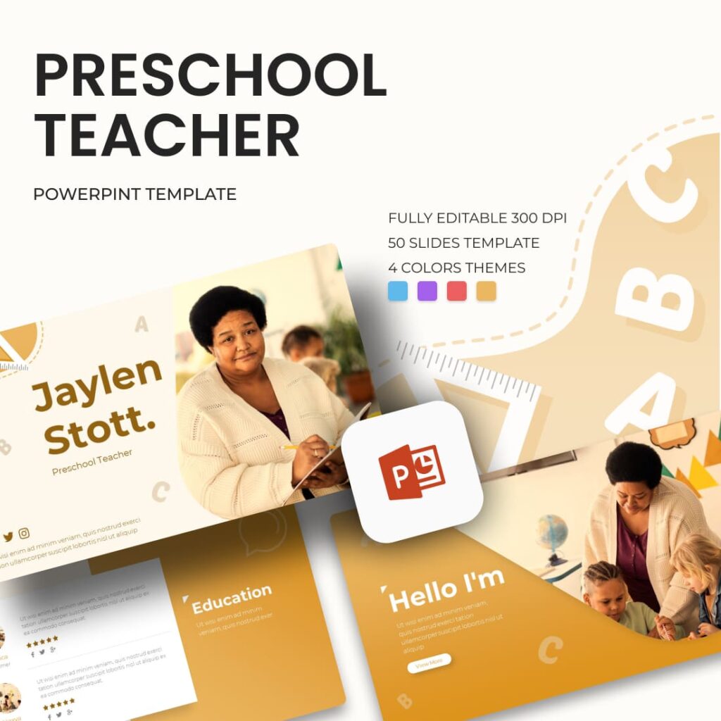 Preschool Teacher Powerpoint Template – MasterBundles