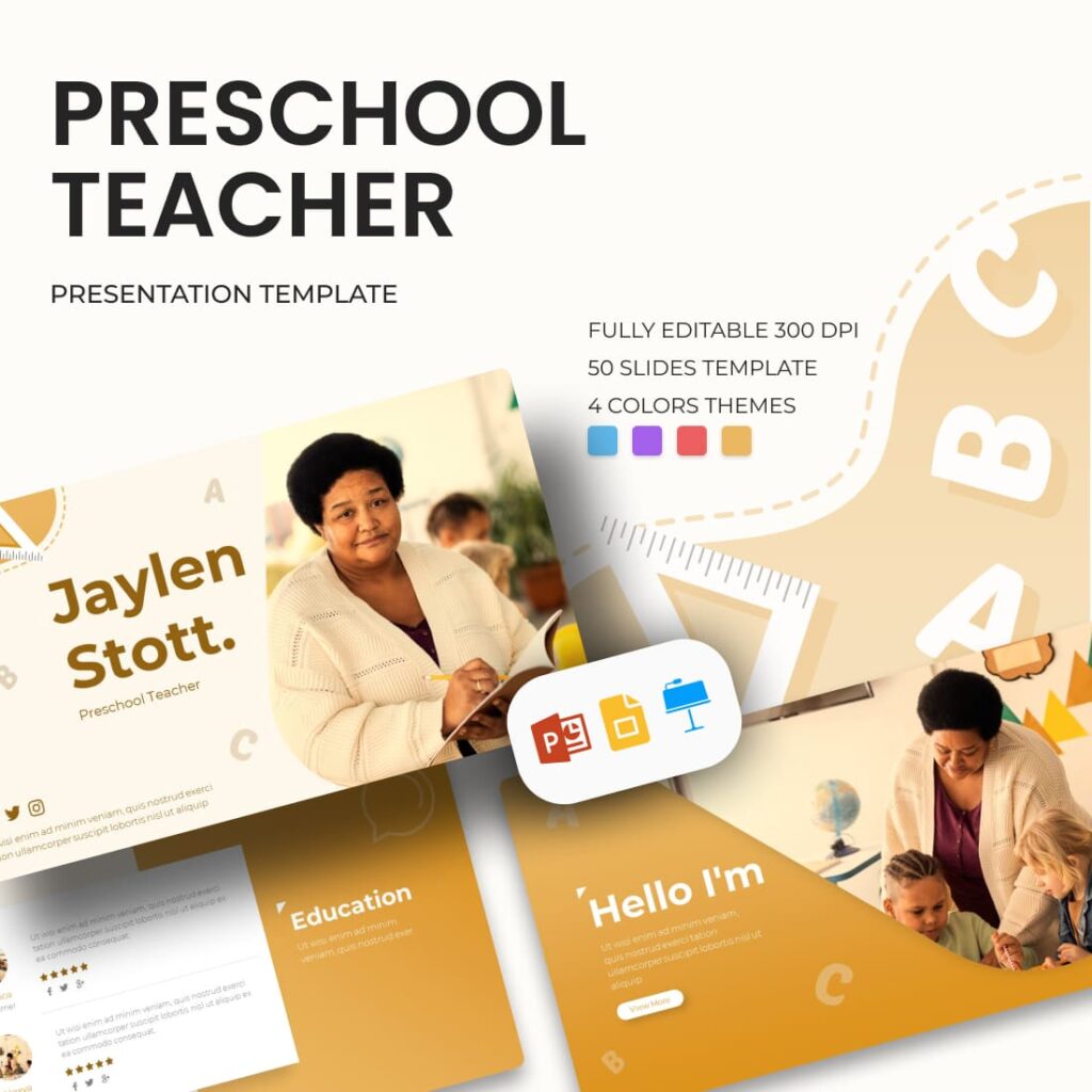 Preschool Teacher Presentation Template – MasterBundles