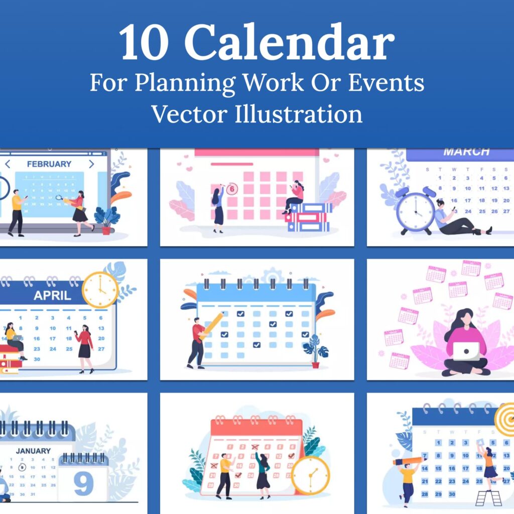 10 Calendar for Planning Work or Events Vector Illustration – MasterBundles