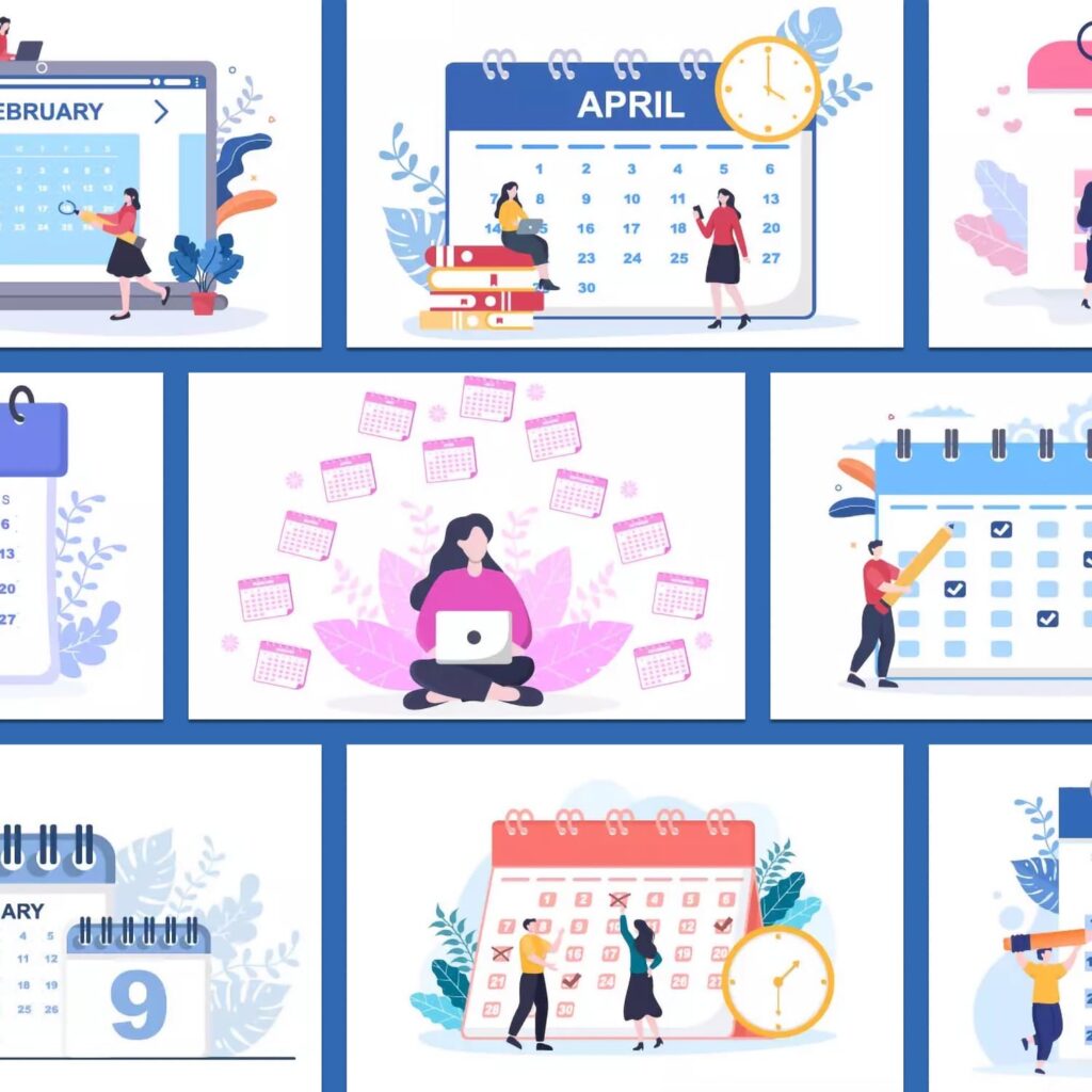 10 Calendar for Planning Work or Events Vector Illustration – MasterBundles