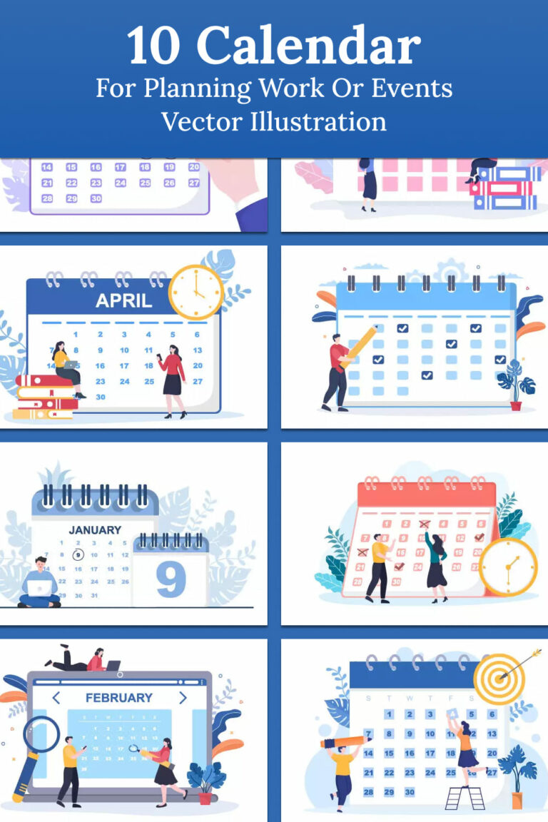 10 Calendar for Planning Work or Events Vector Illustration – MasterBundles