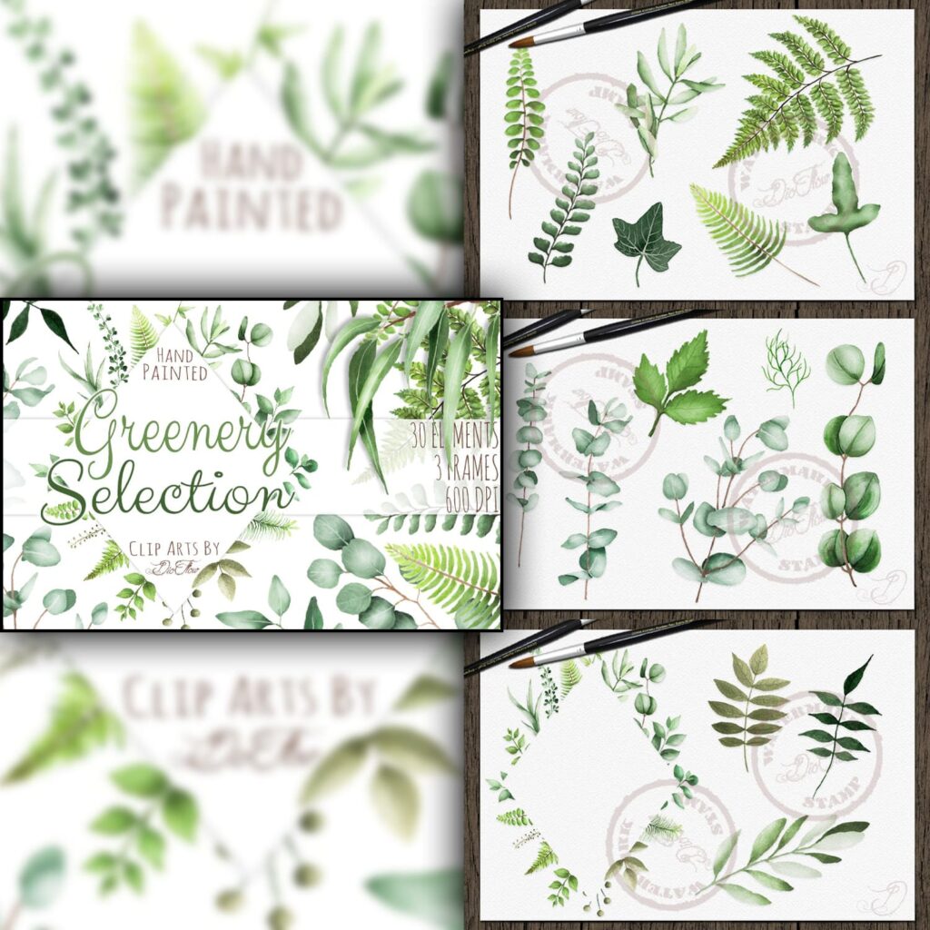 Greenery Watercolor Clipart Leaves – MasterBundles