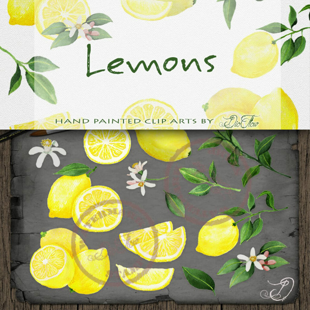 Lemon Watercolor Clipart – MasterBundles