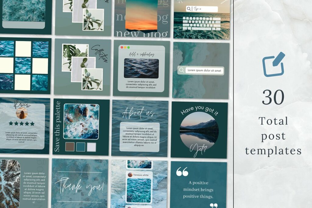 Blue Instagram Post Template Pack – MasterBundles