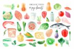 Organic Food. Watercolor Clipart Set | Master Bundles
