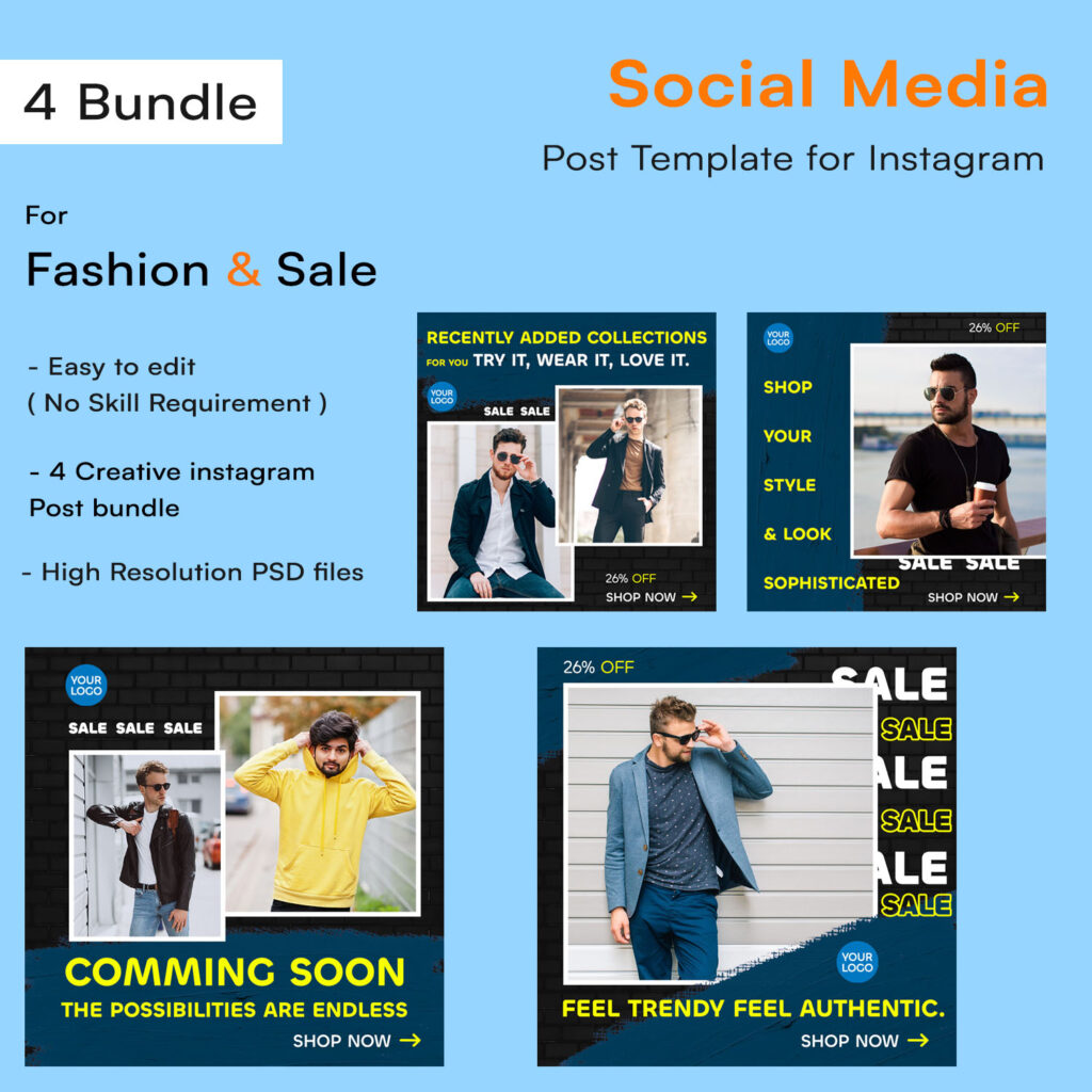 Sale & Fashion - Social Media Post Bundle Tamplates for Instagram ...