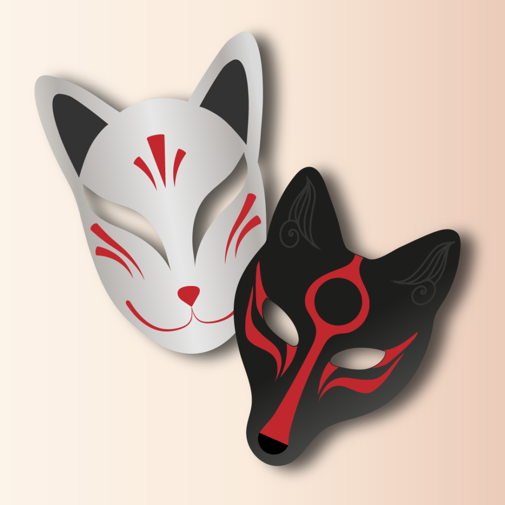 6 Kitsune Fox Masks Illustrations Pack [Sphinx Creatus] - MasterBundles