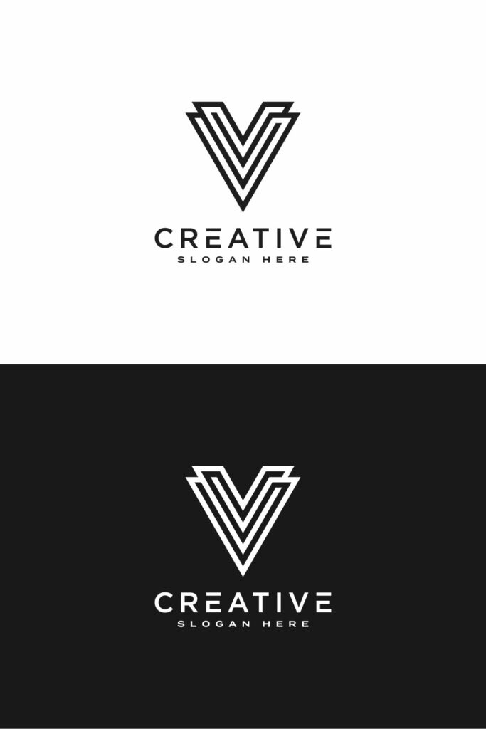 initial letter V logo line style vector design - MasterBundles