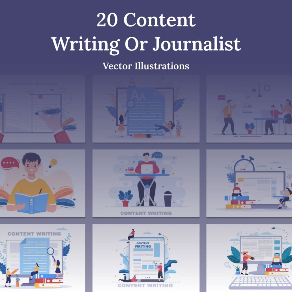 20 Content Writing or Journalist Vector Illustrations – MasterBundles