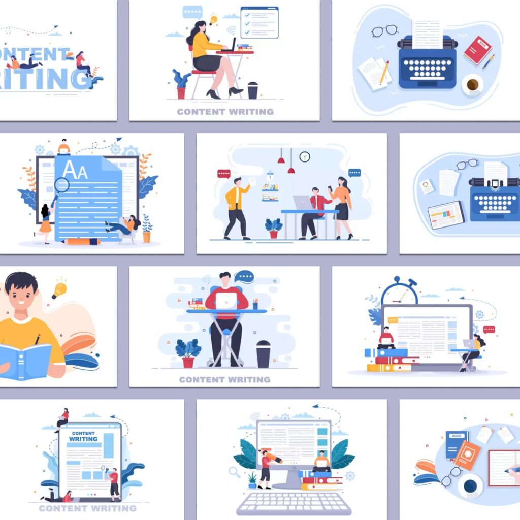 20 Content Writing or Journalist Vector Illustrations – MasterBundles