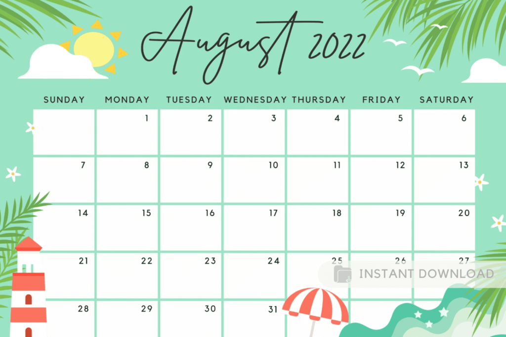 40+ Free Printable August Calendars 2022