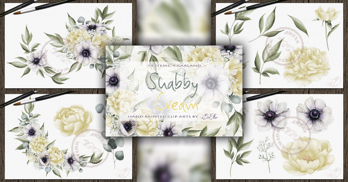 Shabby Cream Watercolor Clip Art – MasterBundles