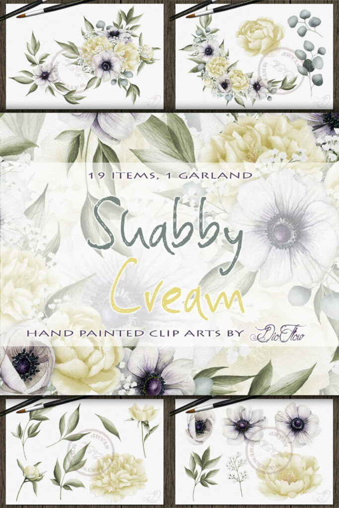 Shabby Cream Watercolor Clip Art – MasterBundles