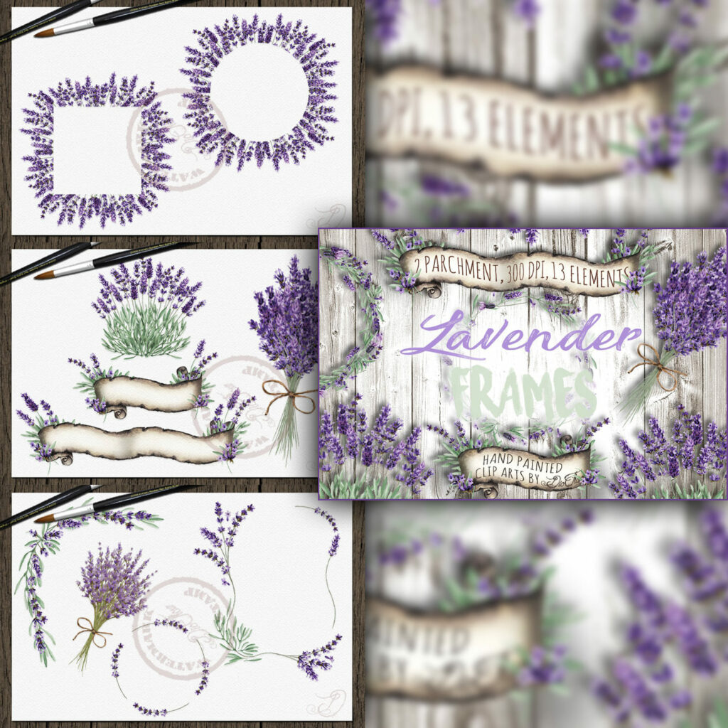 Lavender Frames Watercolor Clip Art – MasterBundles