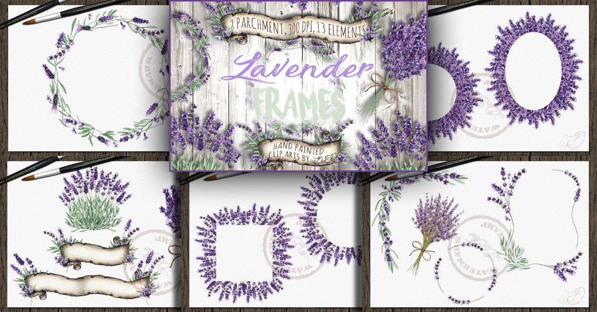 Lavender Frames Watercolor Clip Art – MasterBundles