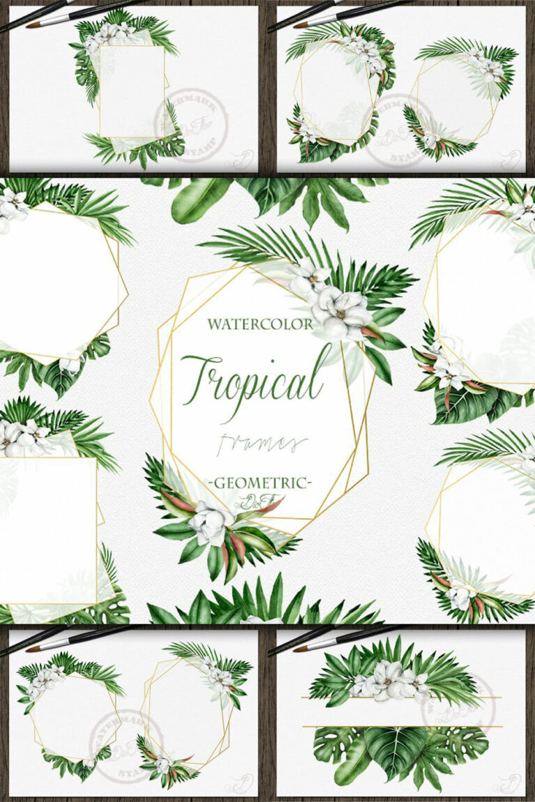 Tropical Geometric Frames Clip Art – MasterBundles