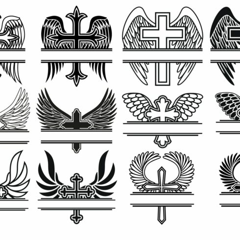 Cross with Wings SVG, Cross Svg, Angel Wings, Split Frames | Master Bundles