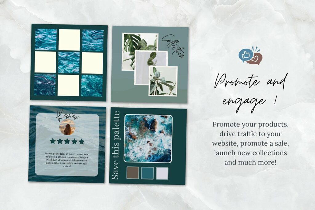 Blue Instagram Post Template Pack – MasterBundles