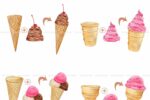 18 Watercolor Ice Cream Clipart | Master Bundles