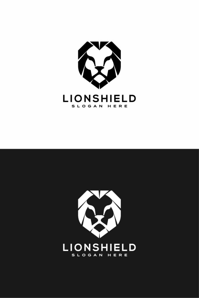 lion shield head logo vector template - MasterBundles