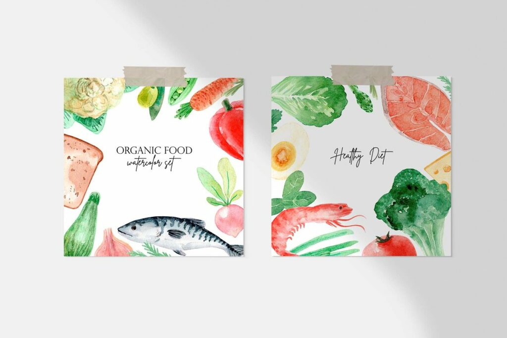 Organic Food. Watercolor Clipart Set – MasterBundles