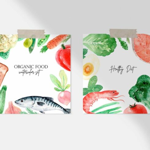 Organic Food. Watercolor Clipart Set | Master Bundles