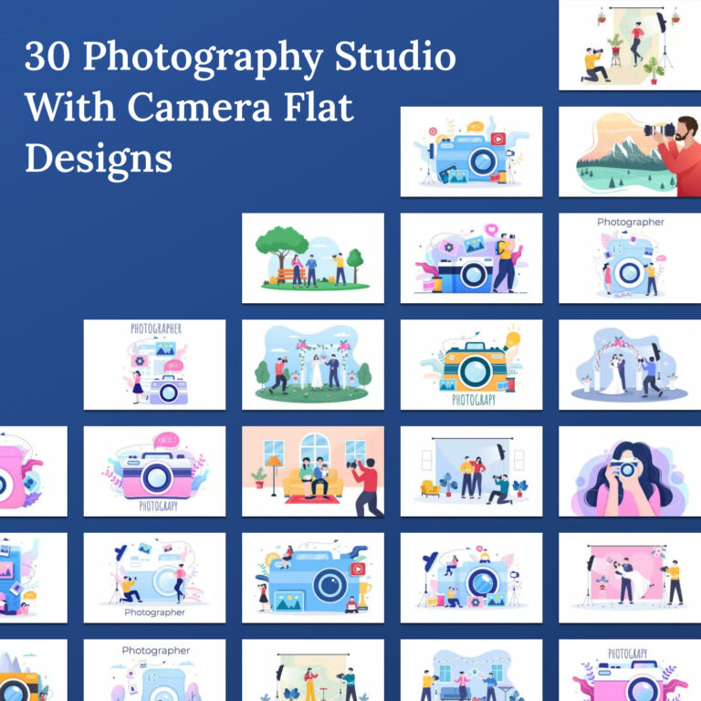 30 Photography Studio with Camera Flat Designs – MasterBundles