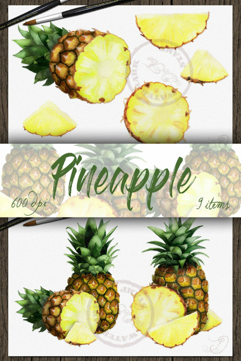 Pineapple Watercolor Clip Art – MasterBundles