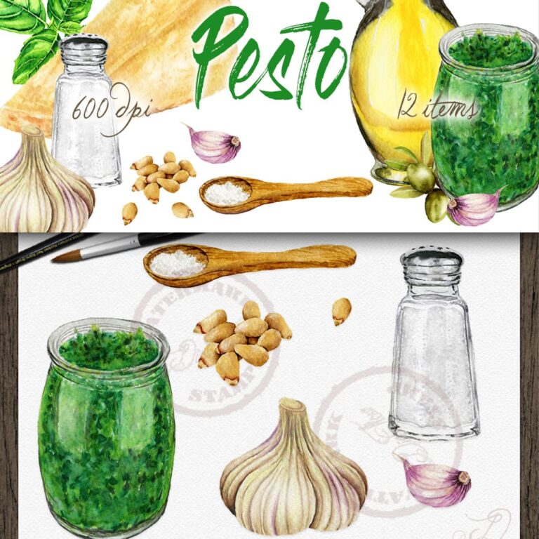 Pesto Watercolor Clip Art – MasterBundles