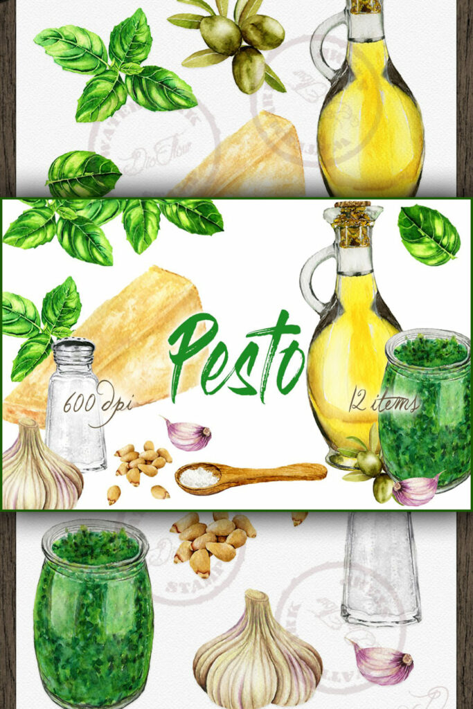 Pesto Watercolor Clip Art – MasterBundles