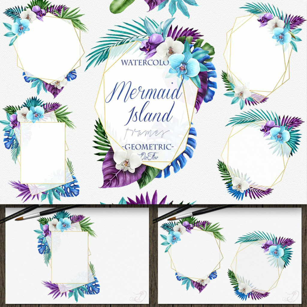 Mermaid Island Frames Clip Art – MasterBundles