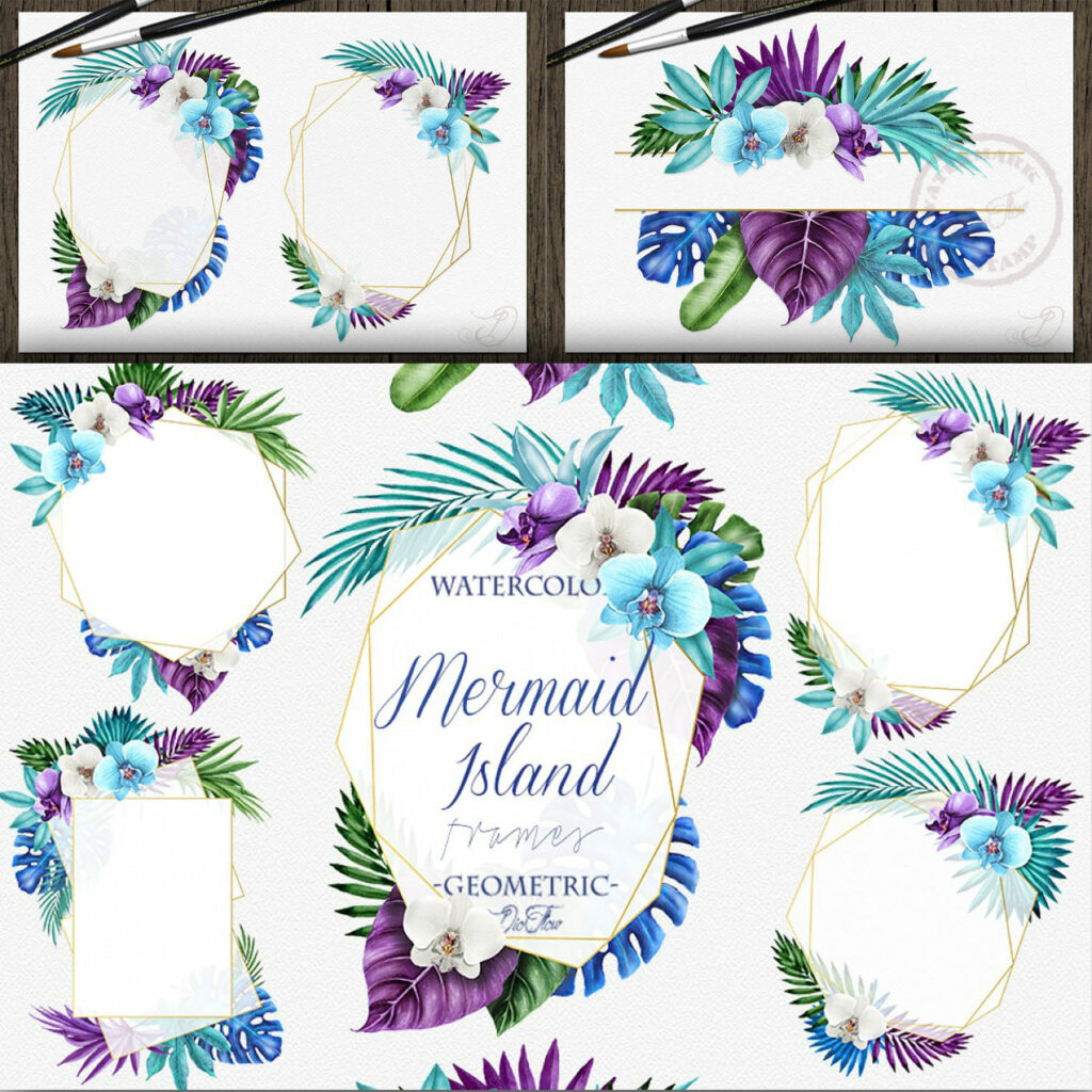 Mermaid Island Frames Clip Art – MasterBundles