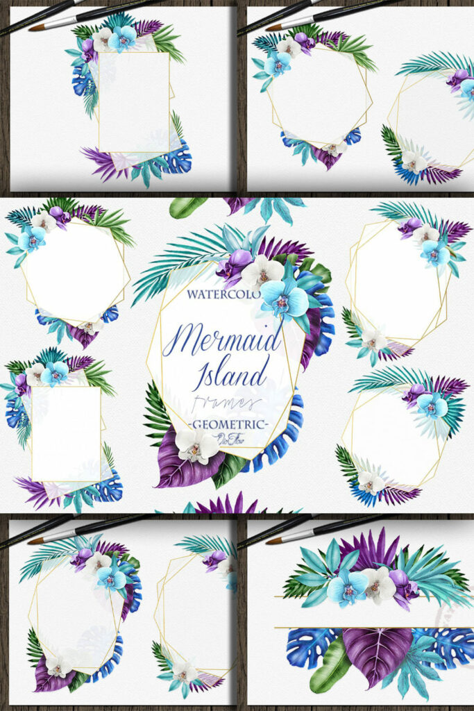 Mermaid Island Frames Clip Art – MasterBundles