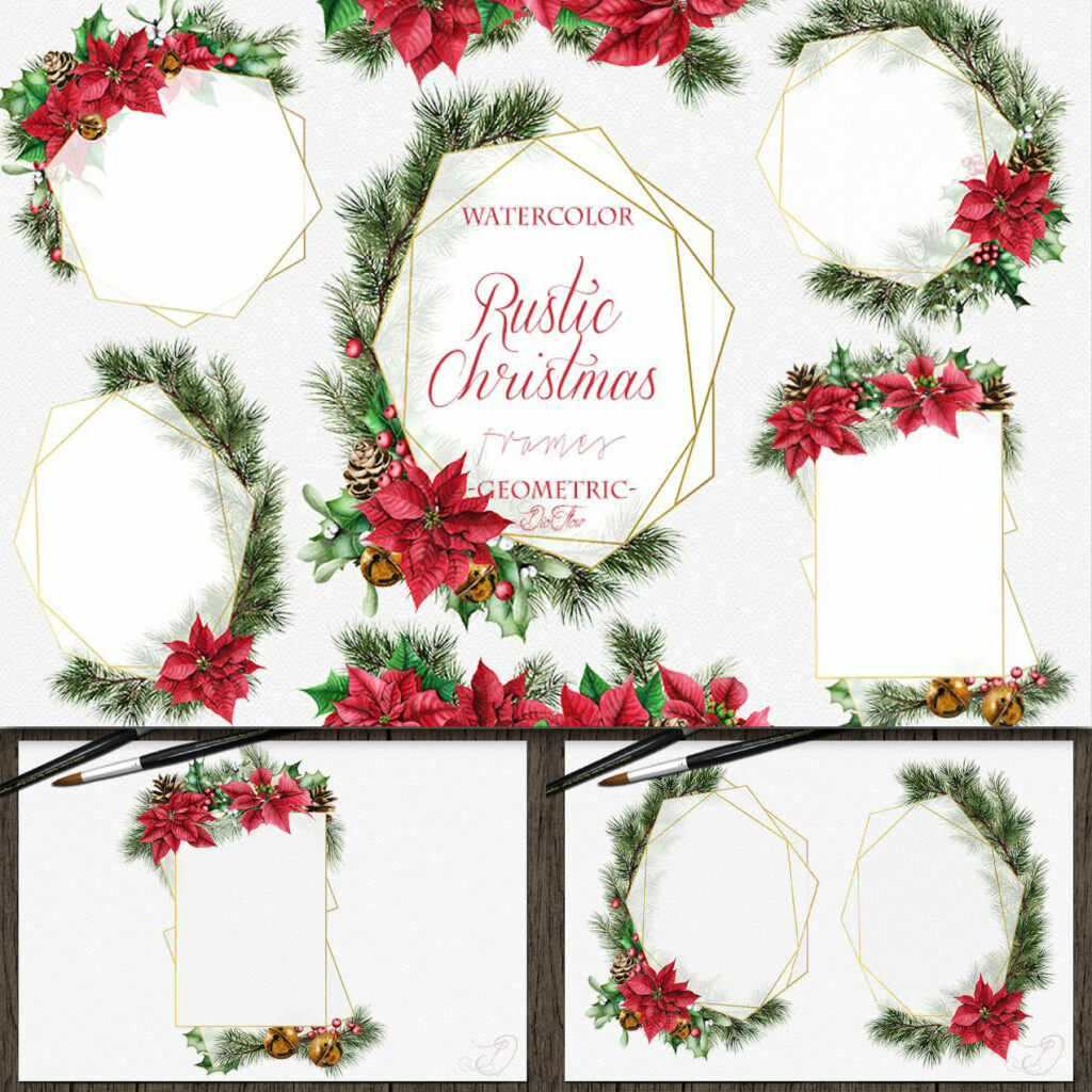 Rustic Christmas Geometric Frames – MasterBundles