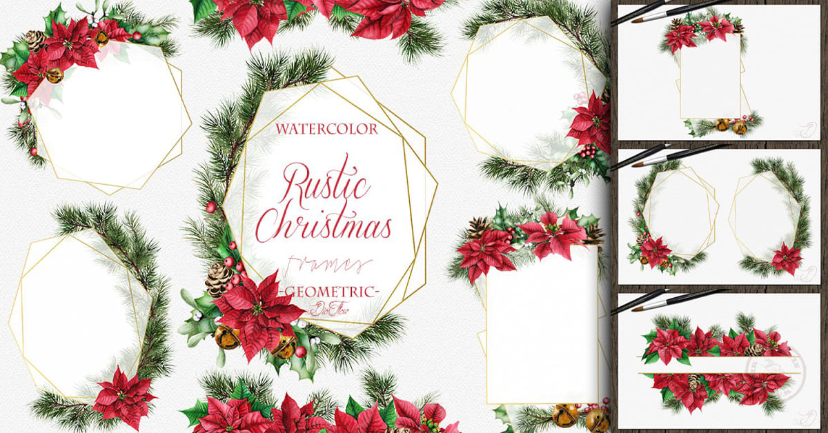 Rustic Christmas Geometric Frames – MasterBundles