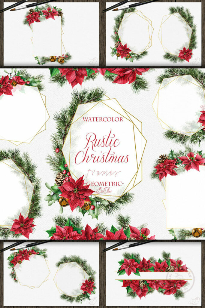 Rustic Christmas Geometric Frames – MasterBundles