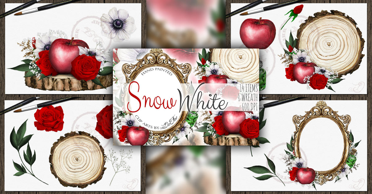 Snow White Watercolor Clip Art – MasterBundles
