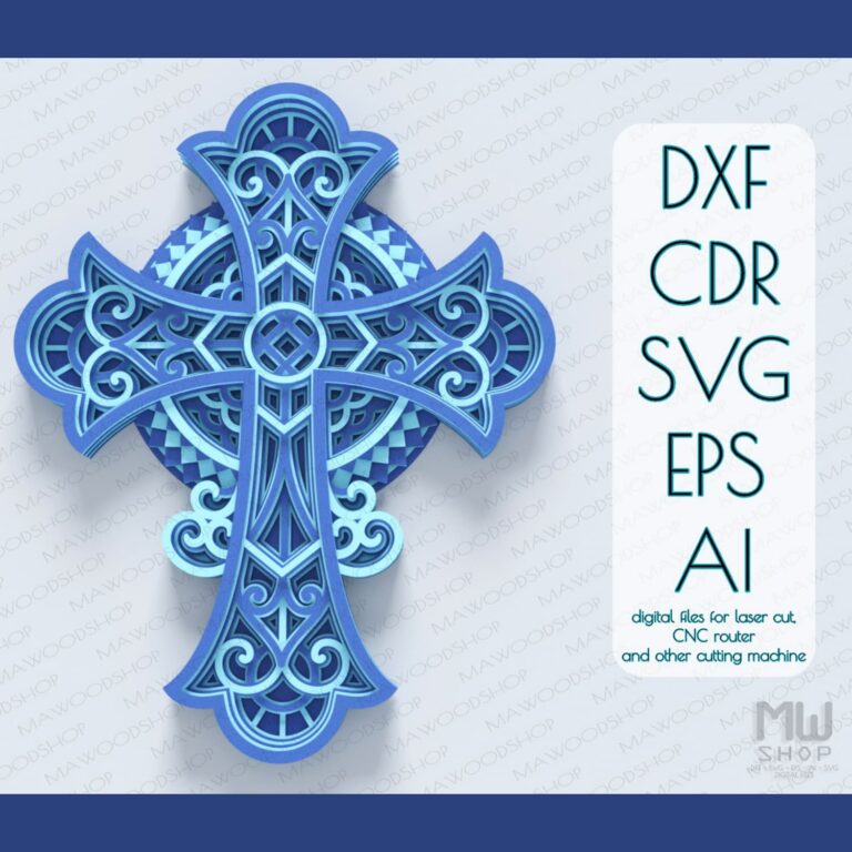 3D SVG Cross, Layered Cross SVG DXF, Mandala Cross - Cr44 – MasterBundles