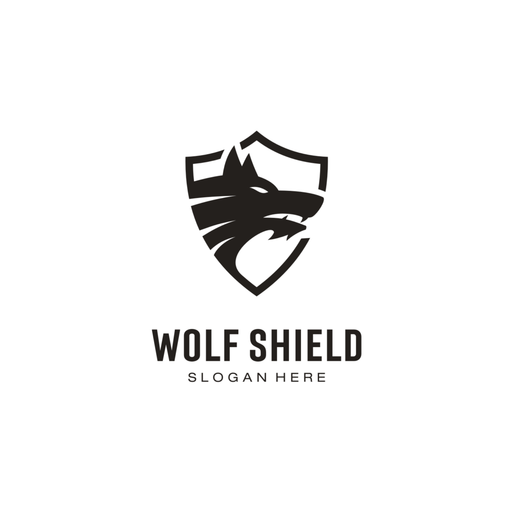 wolf head and shield logo vector design - MasterBundles