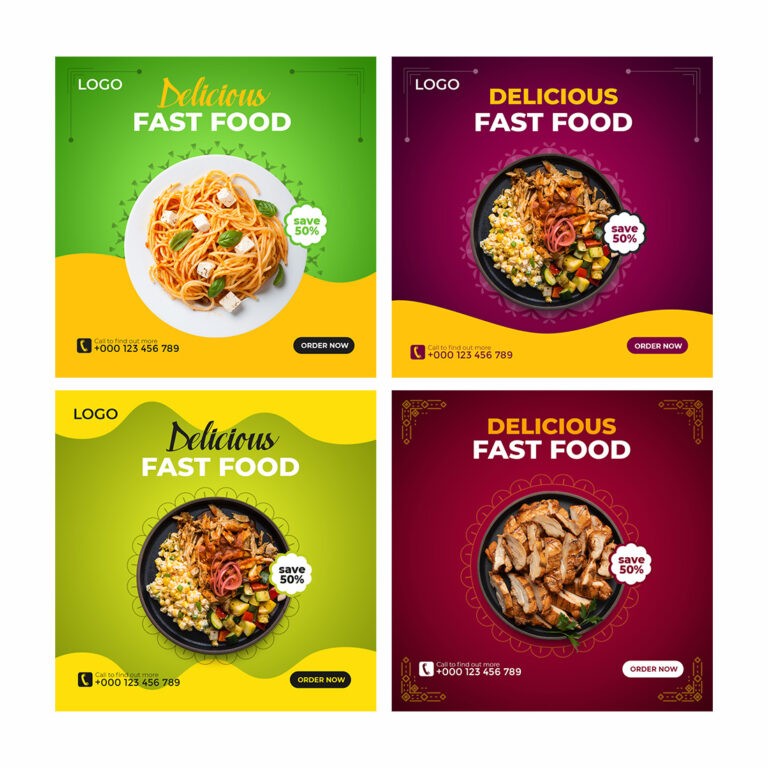 2 Social Media Food Post Design Template - MasterBundles