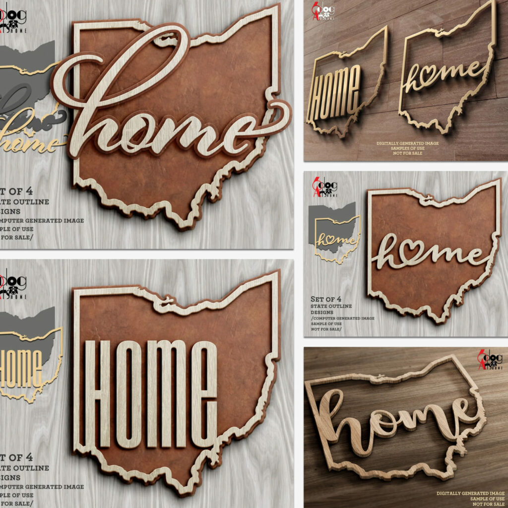 4 Ohio State Home Outline Wall Decor Layered Cutting – MasterBundles