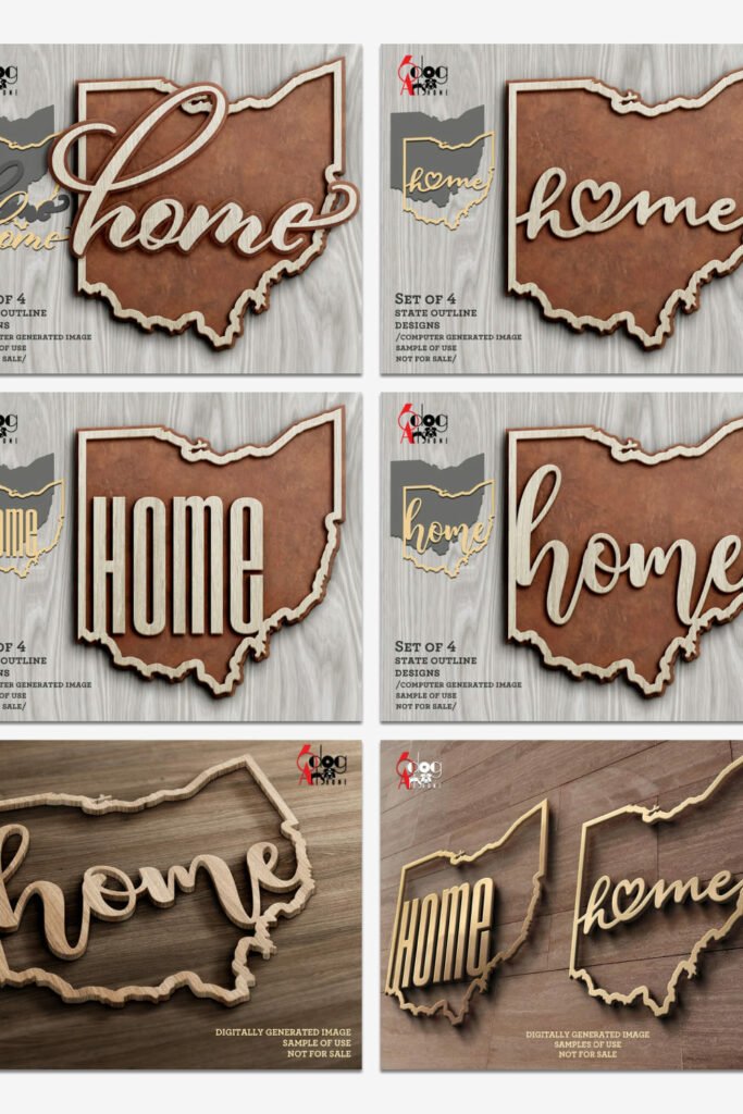 4 Ohio State Home Outline Wall Decor Layered Cutting – MasterBundles