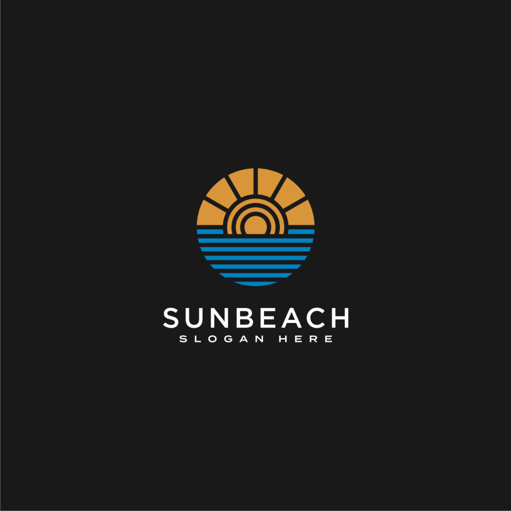 sun beach logo design Vector - MasterBundles