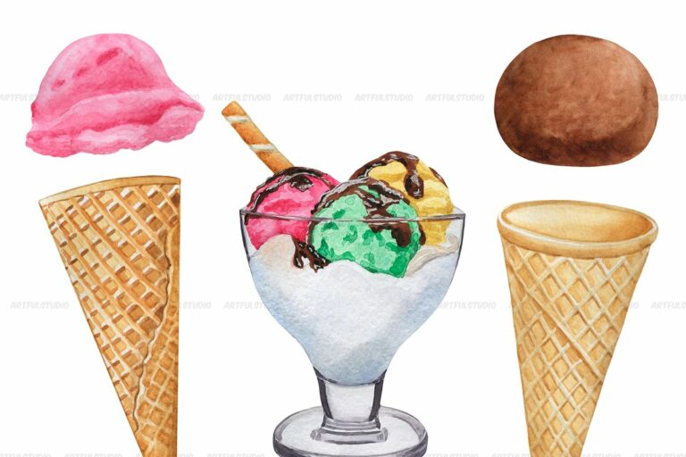 18 Watercolor Ice Cream Clipart – MasterBundles