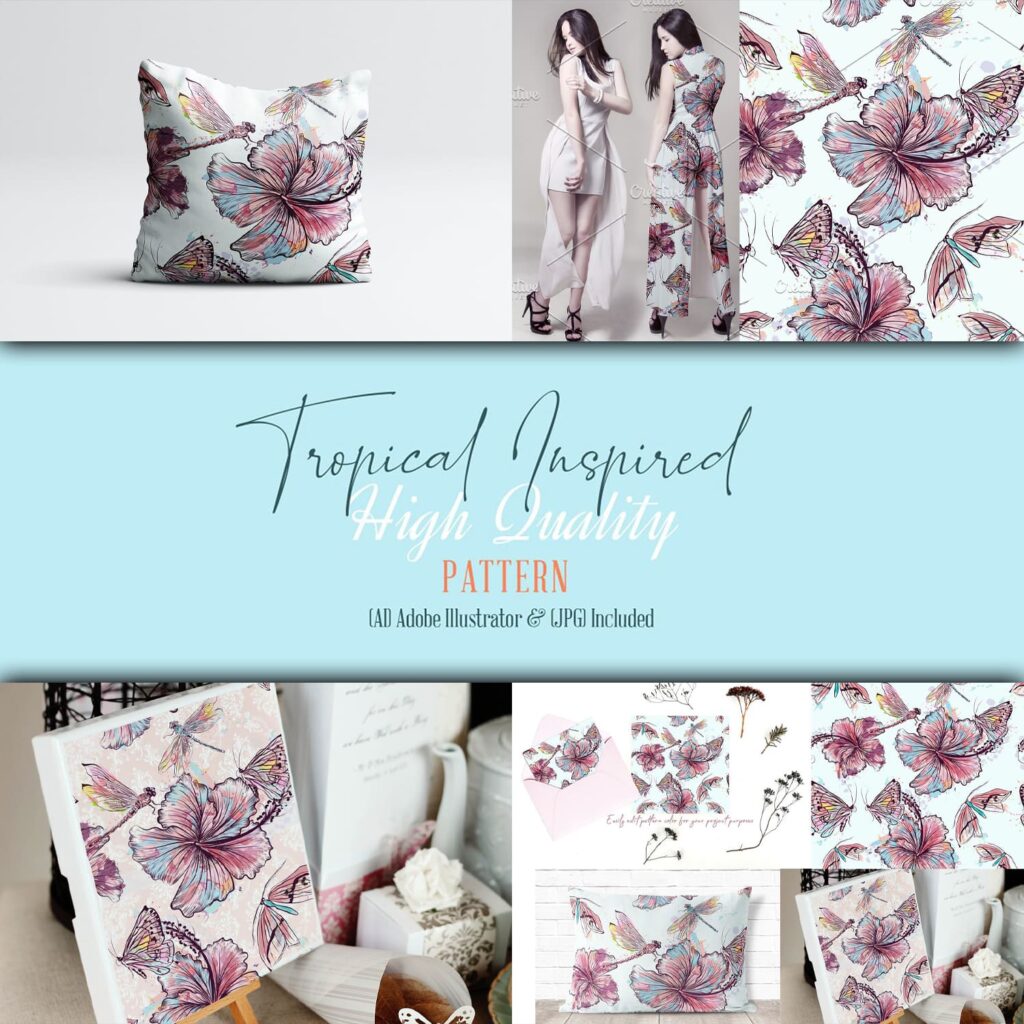 Seamless Vector Hibiscus Pattern – MasterBundles