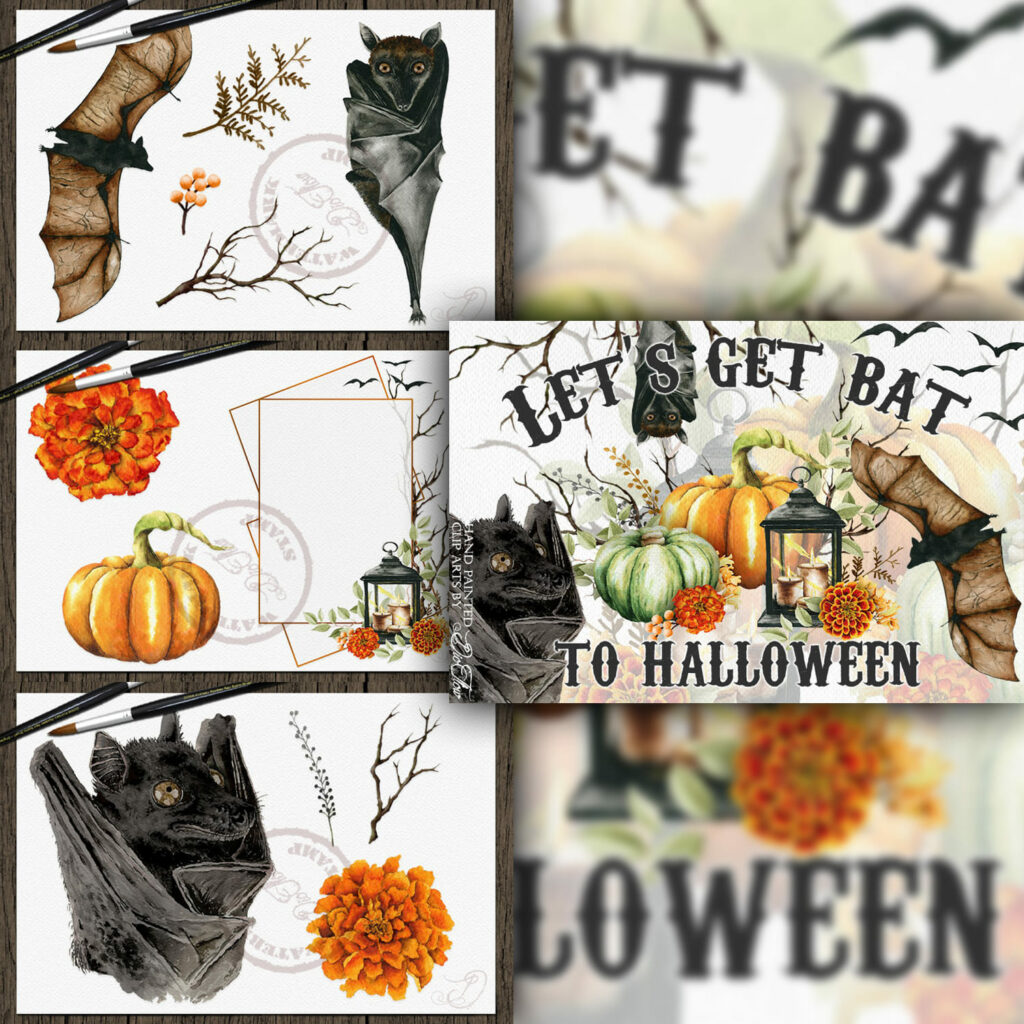 Halloween Bat Watercolor Clip Art – MasterBundles