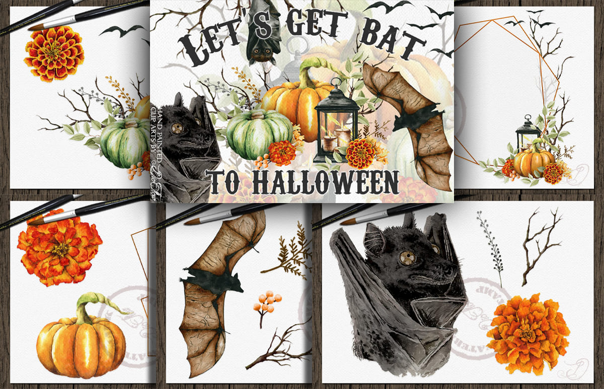 Halloween Bat Watercolor Clip Art – MasterBundles