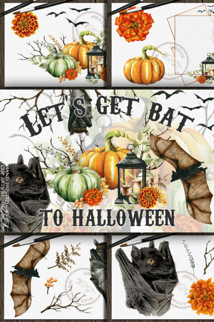 Halloween Bat Watercolor Clip Art – MasterBundles